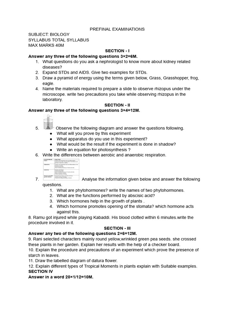 Set A Prefinal Examinations - Ts | PDF | Plant Hormone | Biology