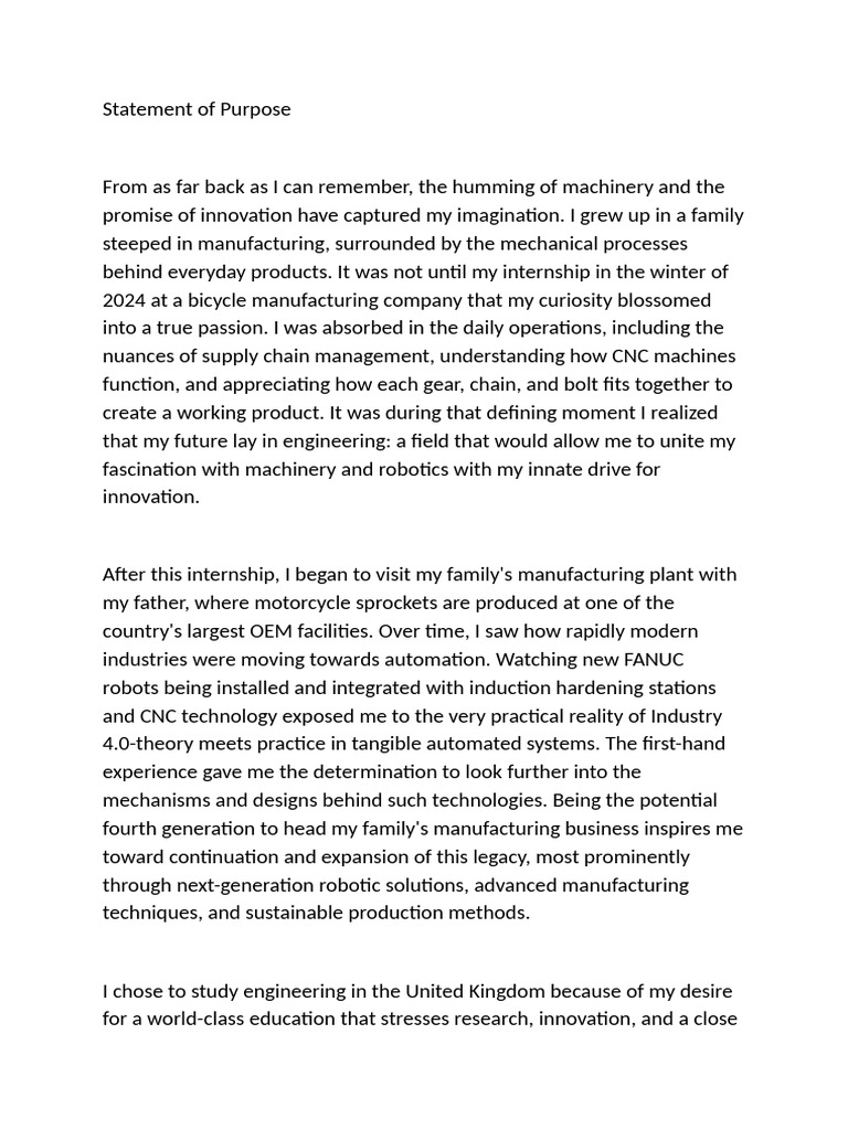 Personal Statement | PDF | Engineering | Cognition