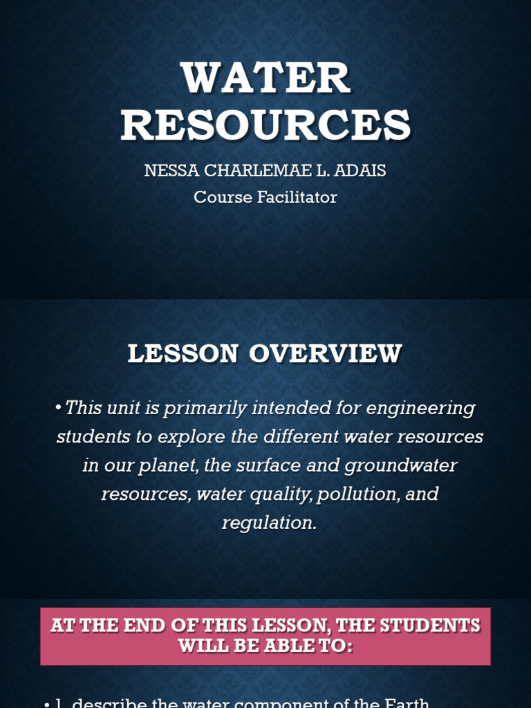 Unit 4 Topic1 WATER RESOURCES | PDF | Water | Aquifer