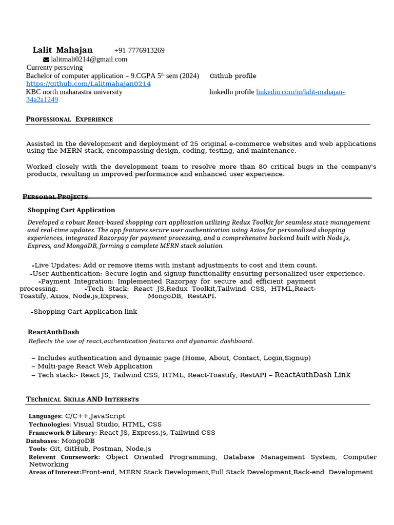 Lalit Resume | PDF