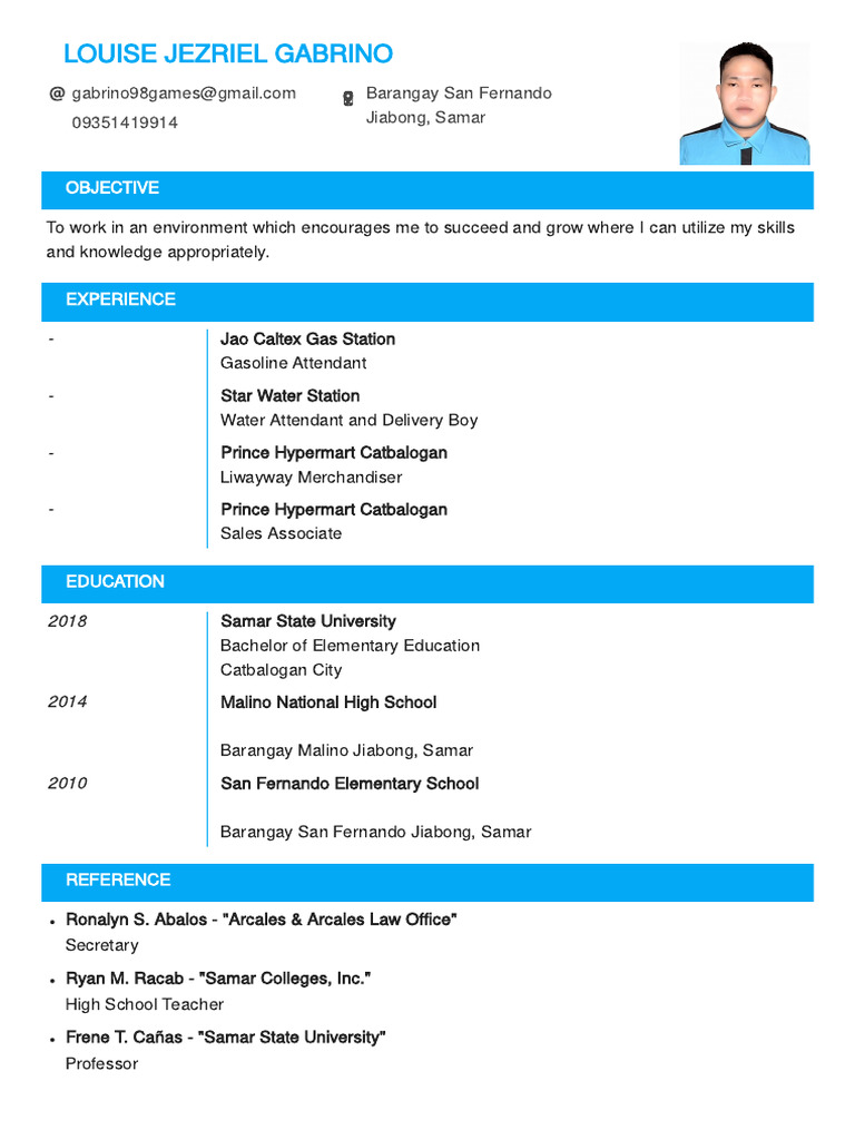 Louise Jezriel Gabrino: 09351419914 Barangay San Fernando Jiabong ...