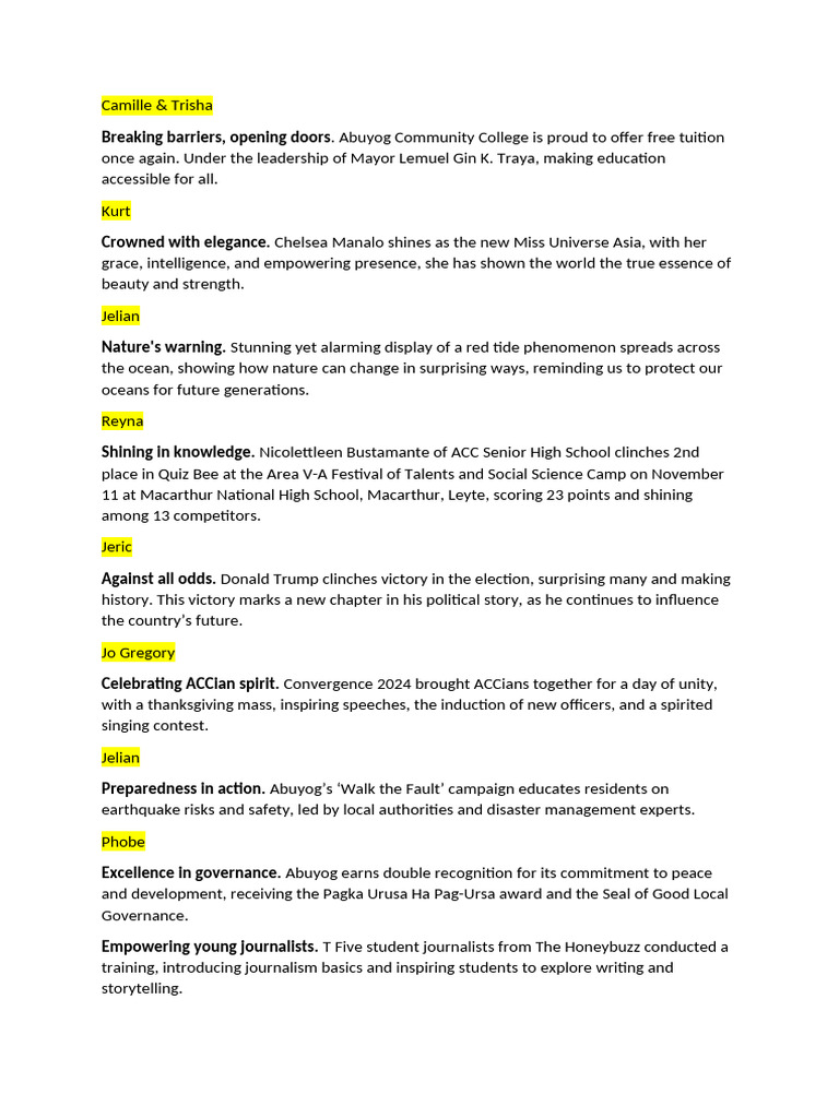 NEWS CAPTIONs | PDF