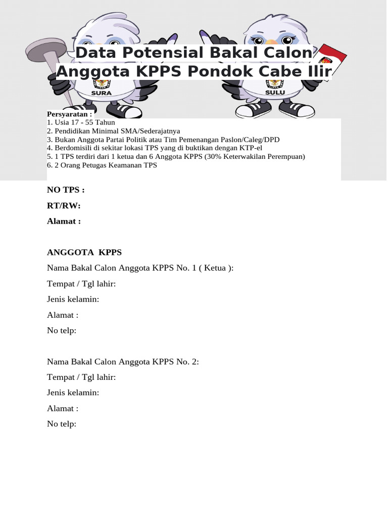FORMAT ANGGOTA KPPS | PDF