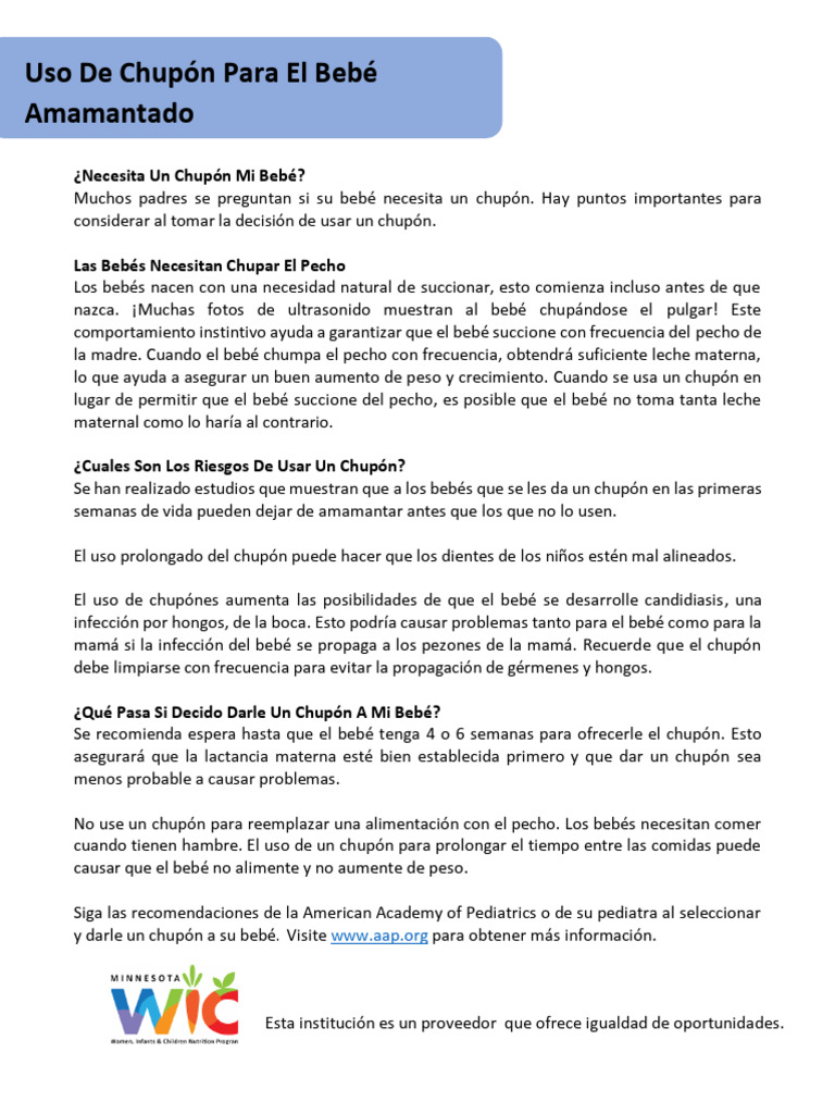 Uso de Chupon para El Bebe Amamantado | PDF