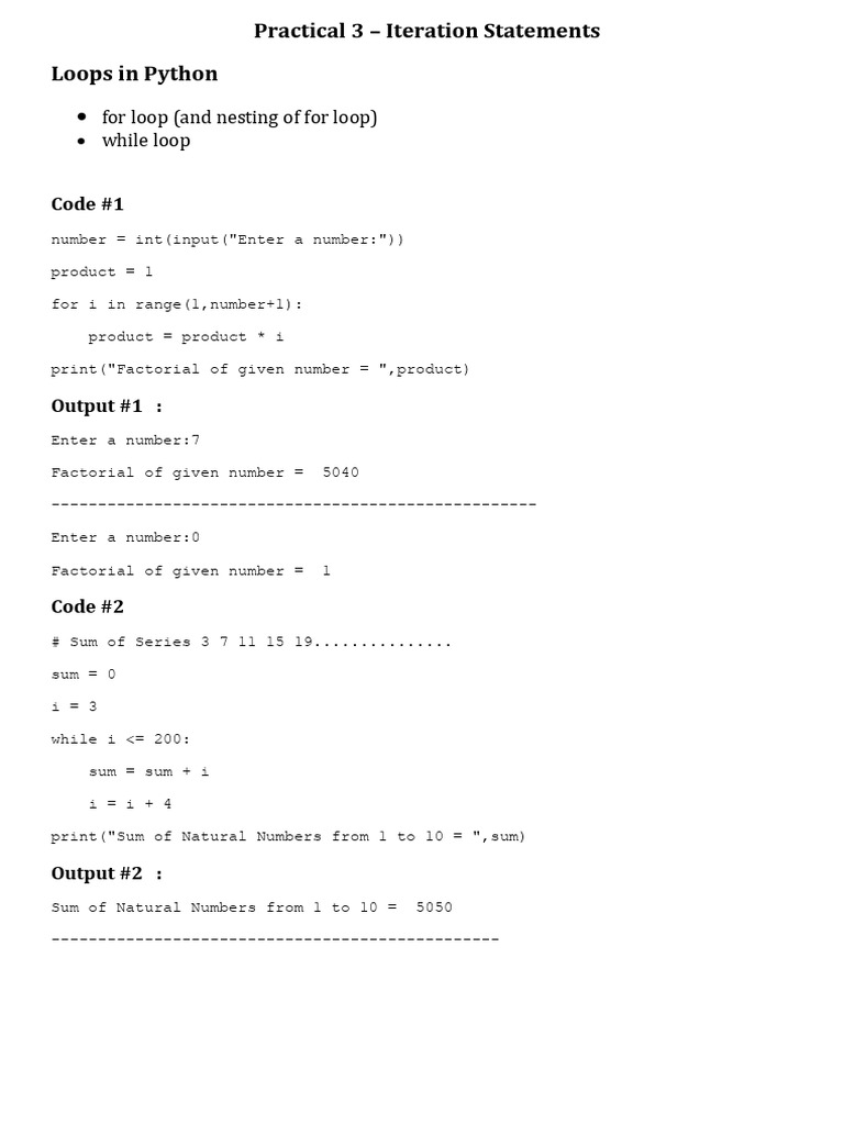 Practical 3 Iteration Statements | PDF | Computer Engineering | Programming Paradigms