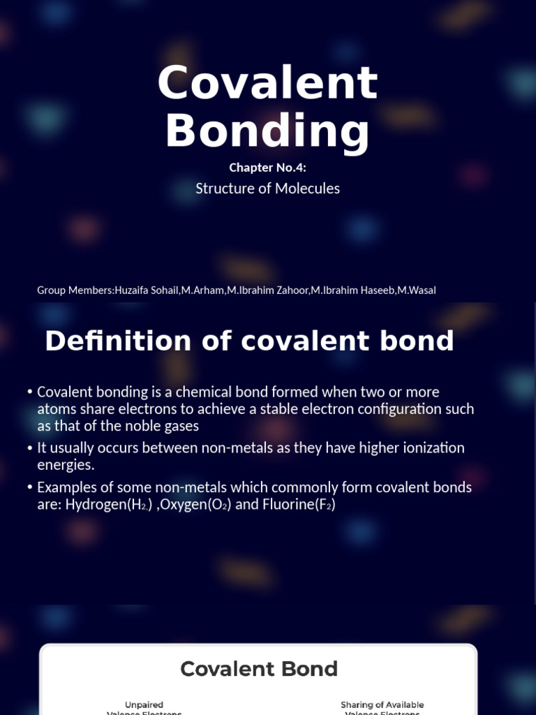 Covalent Bond Presentation | PDF | Chemical Polarity | Chemical Bond