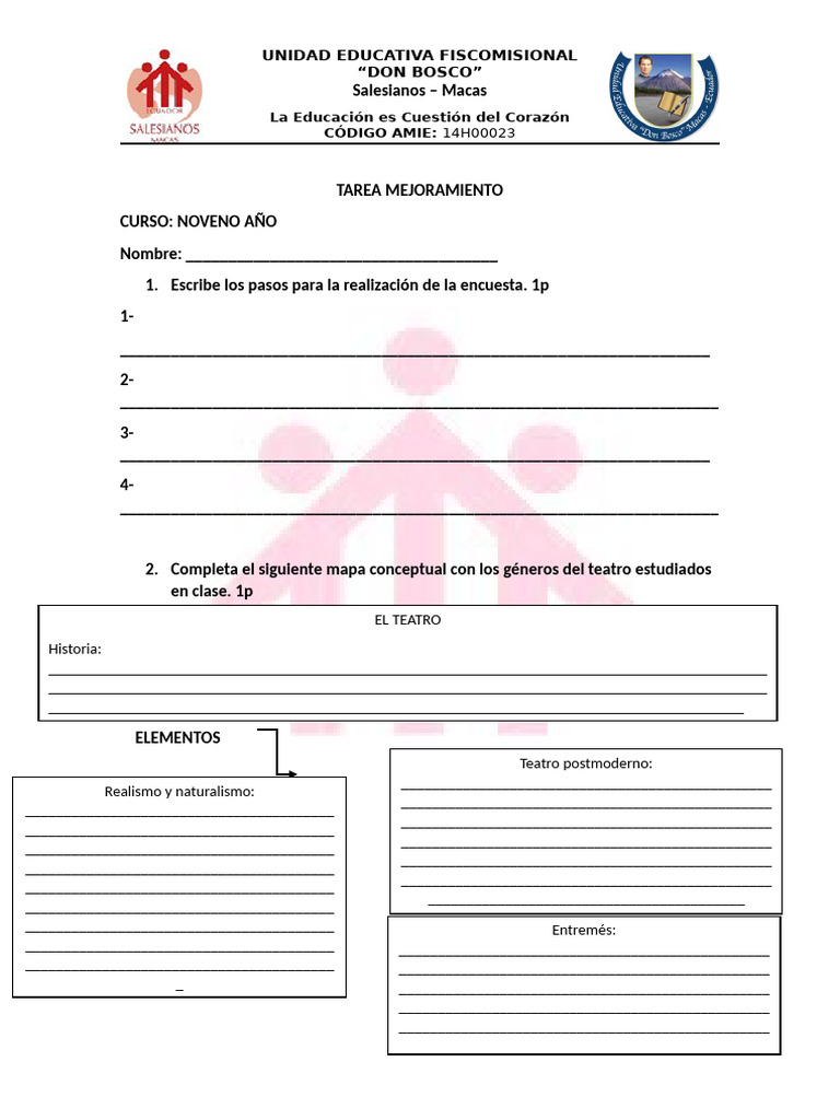 zxzqnt_TAREA_MEJORAMIENTO_9no_ano_3r_trimestre | PDF | Unidades Semánticas | Morfología Lingüística