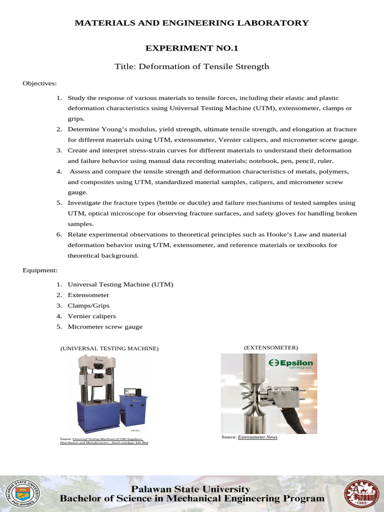 1 Determination of Tensile Strength | PDF | Deformation (Engineering ...