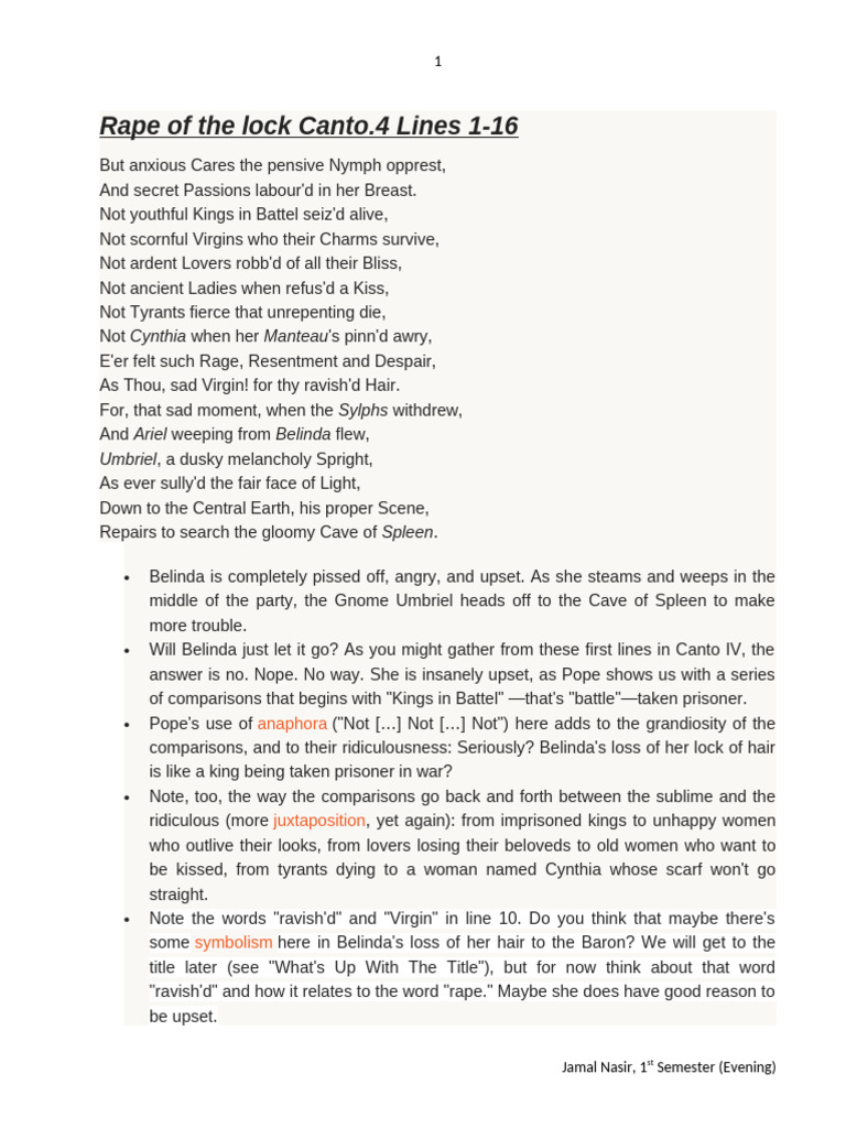 Rape of the lock canto-IV-3 | PDF | Aeneid | Odyssey