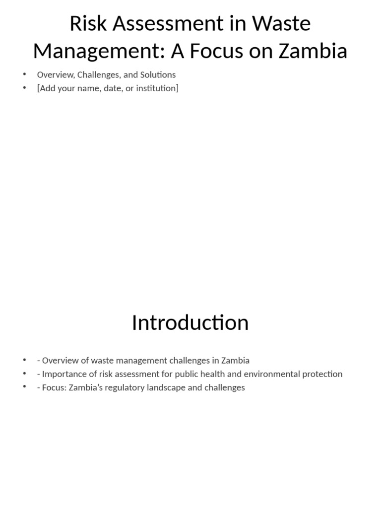 Risk Assessment Waste Management Zambia | PDF | Waste Management | Risk