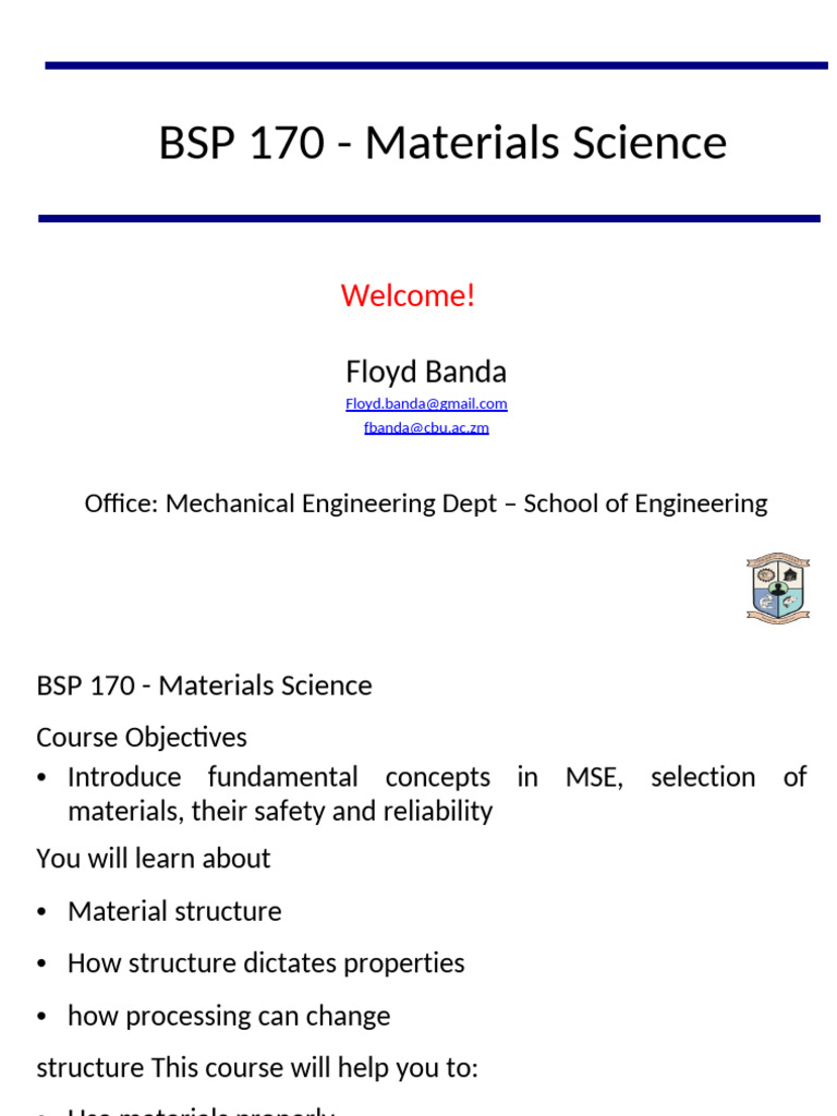Lecture 1. Introduction To Material Science Rev1 | PDF | Materials Science | Engineering