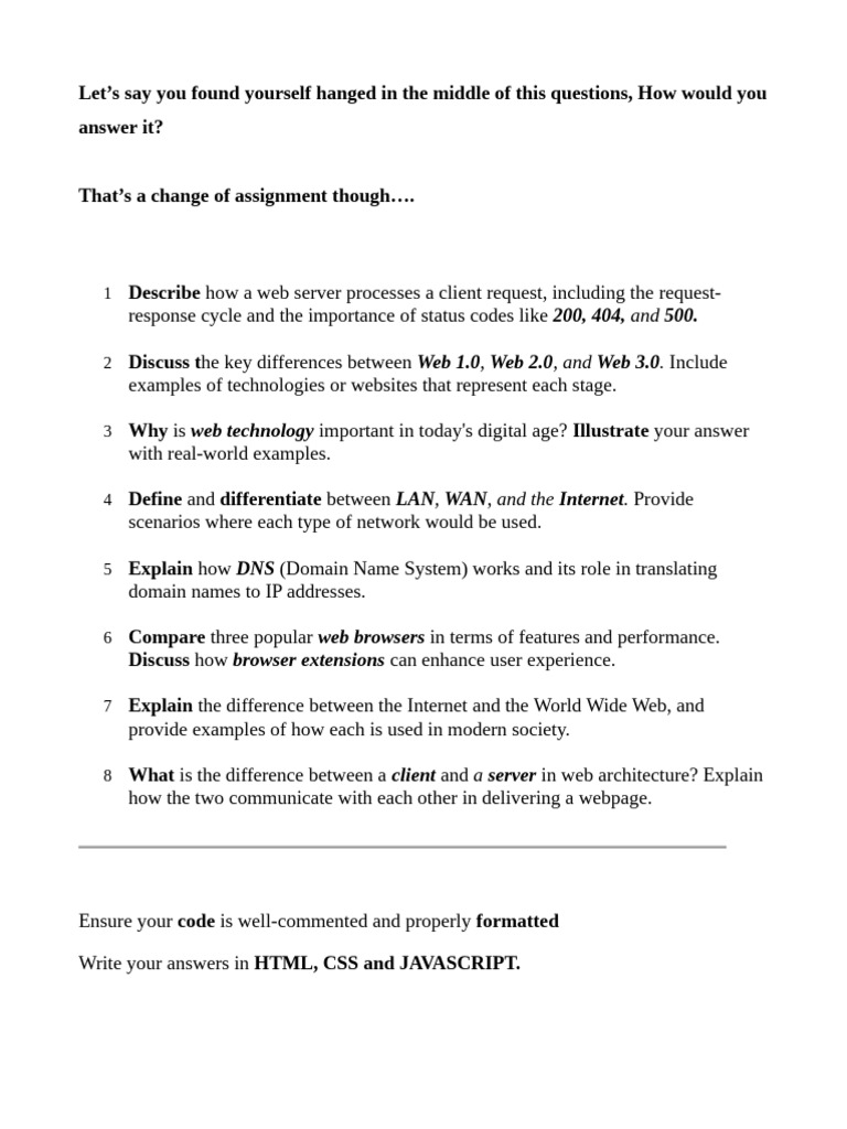 Web Tech Change of Assignment | PDF