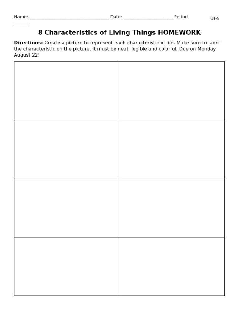 Illustrating Life's 8 Characteristics | PDF