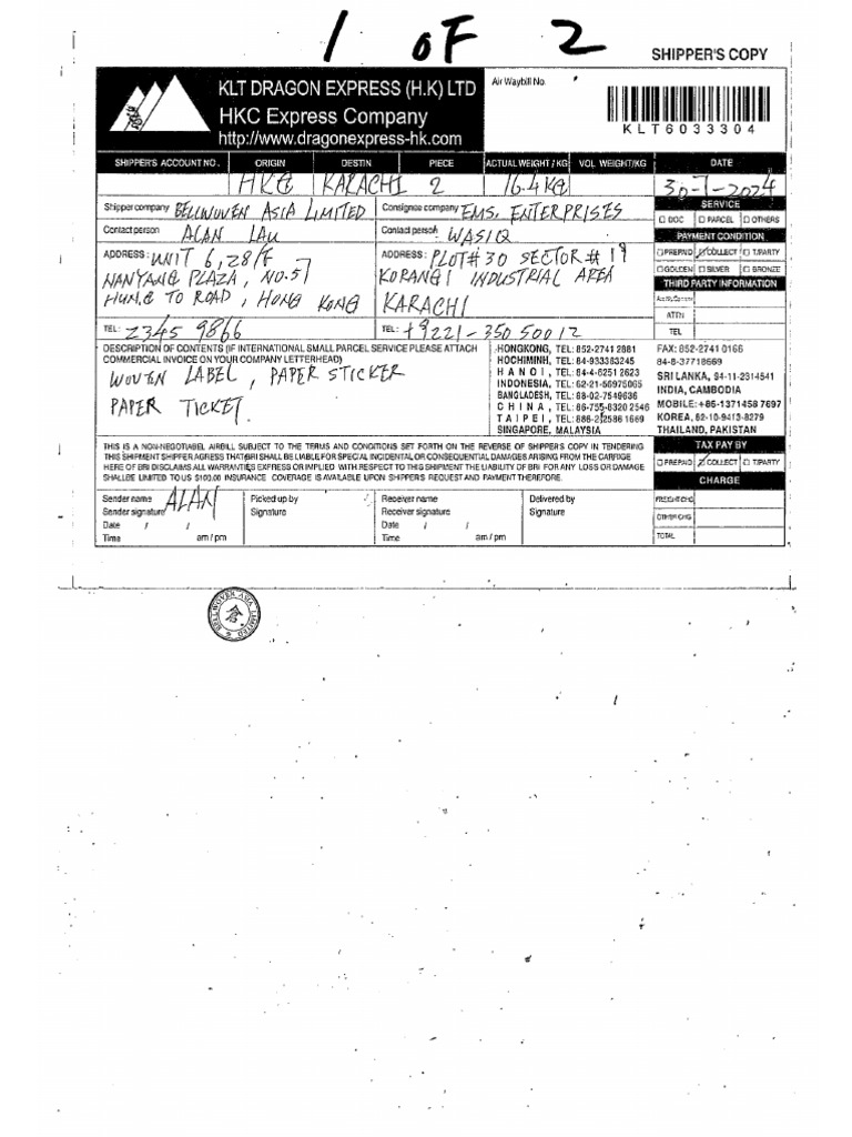 KLT6033304 AWB & CI | PDF