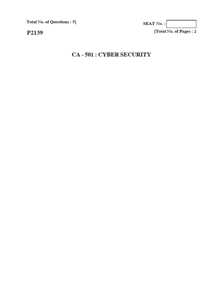 Cyber Security Previous Years QP - 1 | PDF | Cybercrime | Security
