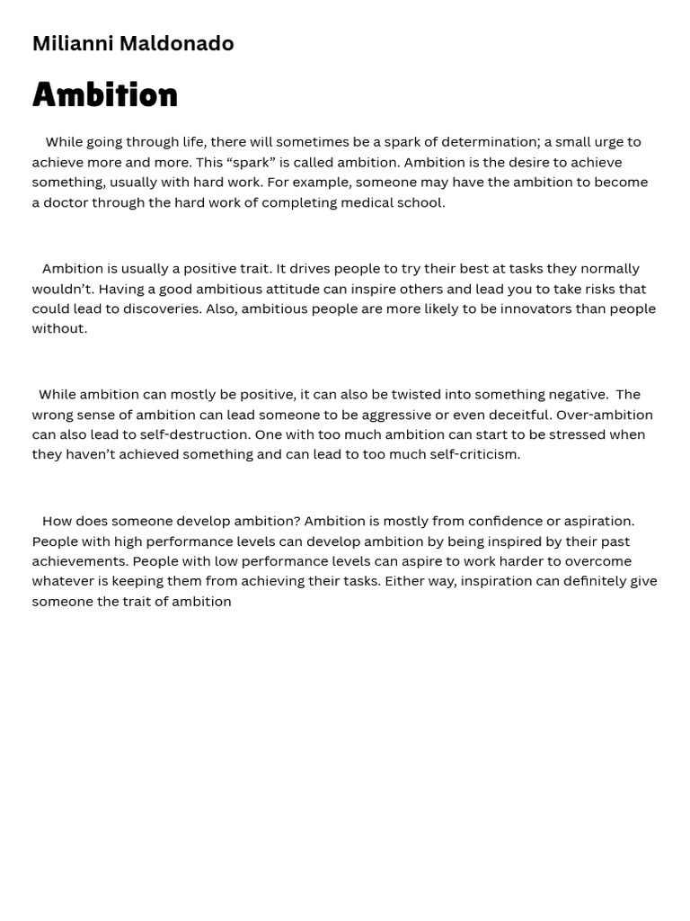 Understanding Ambition: Its Impact and Development | PDF
