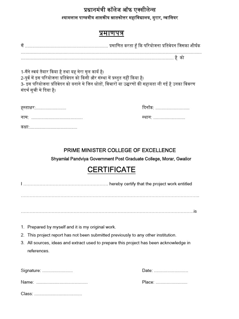 Project Certificate | PDF