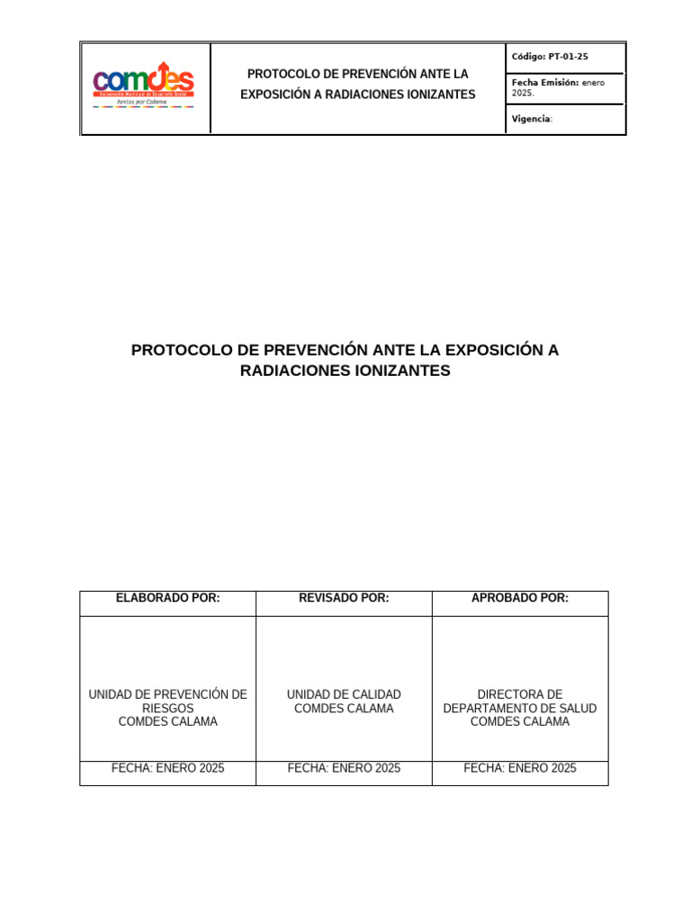 Protocolo de Prevención Ante La Exposición A Radiaciones Ionizantes ...