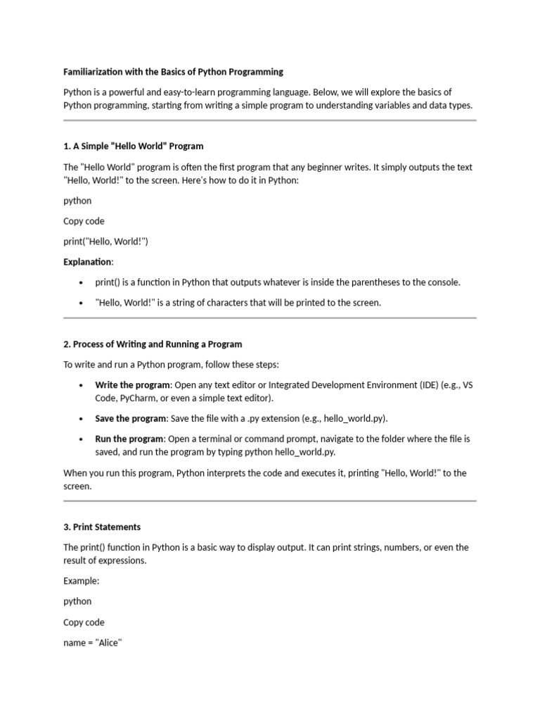 Familiarization with the Basics of Python Programming | PDF | Control ... Familiarization with the Basics of Python Programming | PDF | Control ...