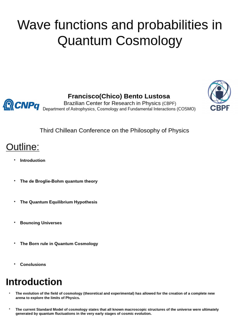 Wave functions and probabilities in Quantum Cosmology | PDF | Quantum ...