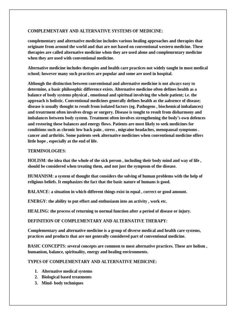 Complementary and Alternative Systems of Medicine | PDF ...