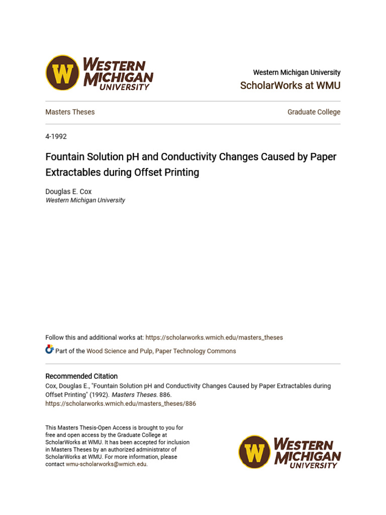 Fountain Solution PH and Conductivity Changes Caused by Paper Ext | PDF ...