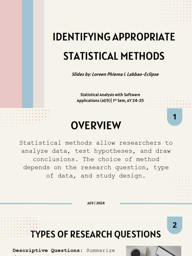Identifying Appropriate Statistical Method | PDF | Regression Analysis ...