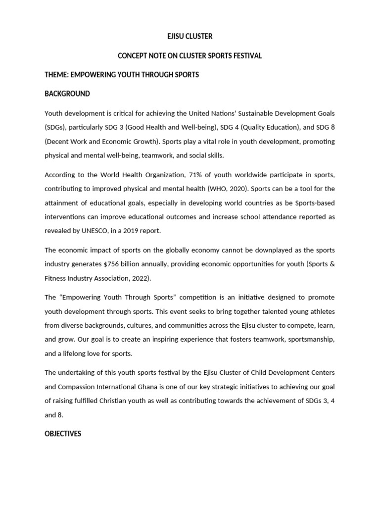 SPORTS FESTIVAL CONCEPT NOTE - EJISU CLUSTER-final-1 | PDF | Sports