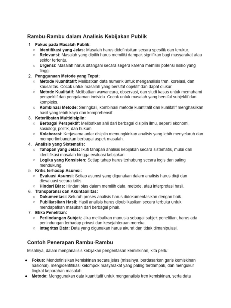 Rambu-Rambu Analisis Kebijakan Publik | PDF