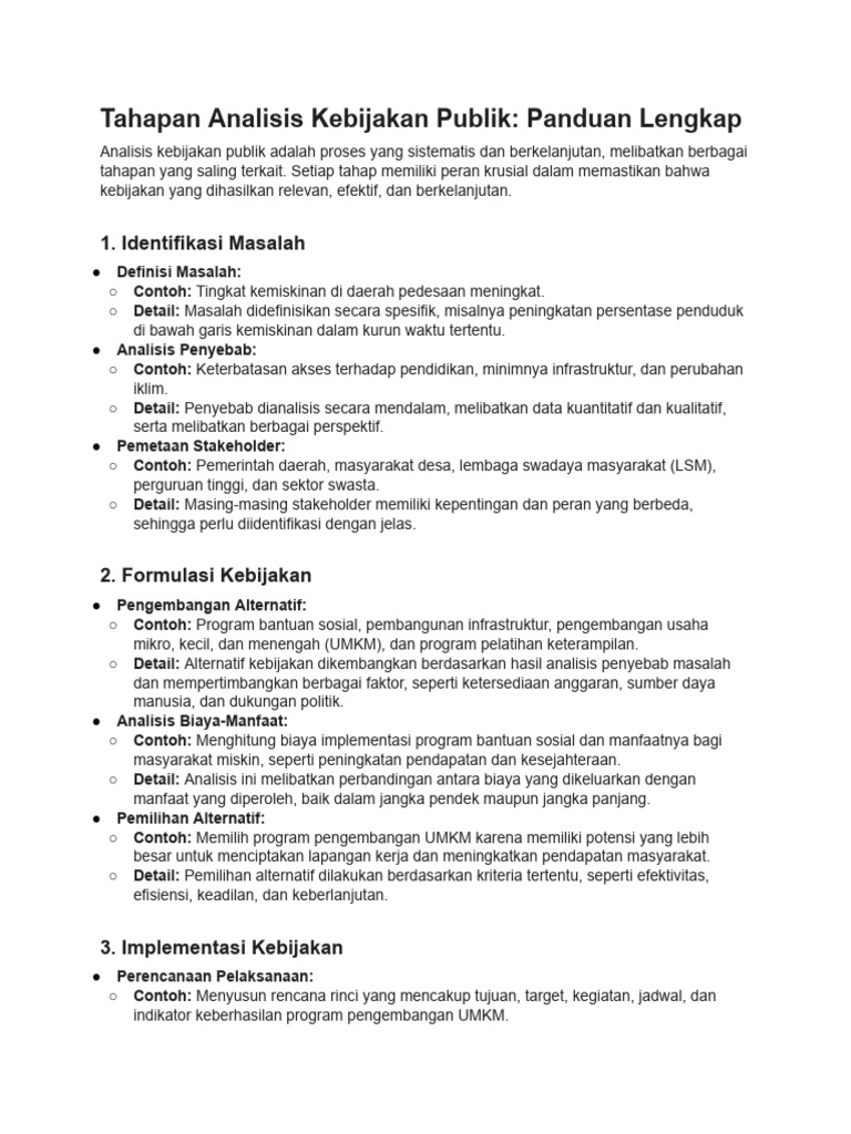Apa Tahapan Analisis Kebijakan Publik | PDF