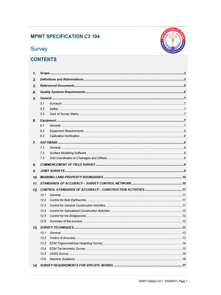 MPWT C3 104 Survey Draft V0.2 20240910 | PDF | Surveying | Geographical ...