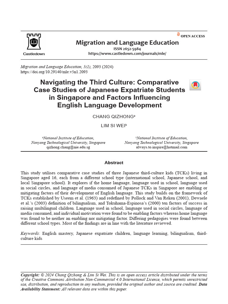 Navigating The Third Culture: Comparative Case Studies of Japanese ...