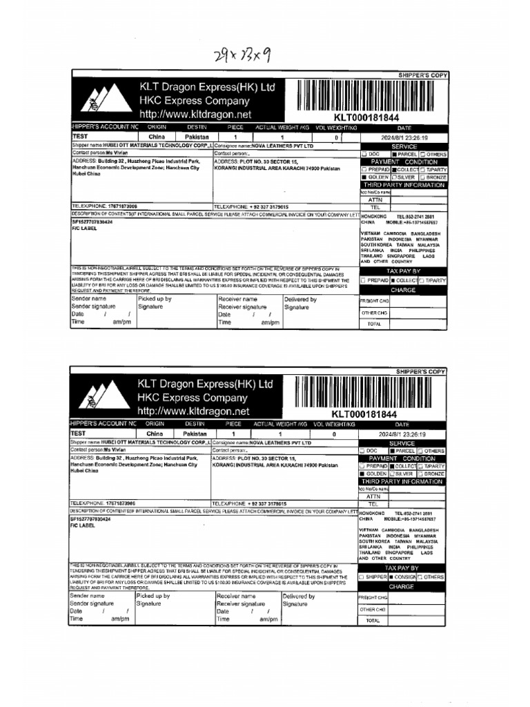 KLT000181844 Awb | PDF