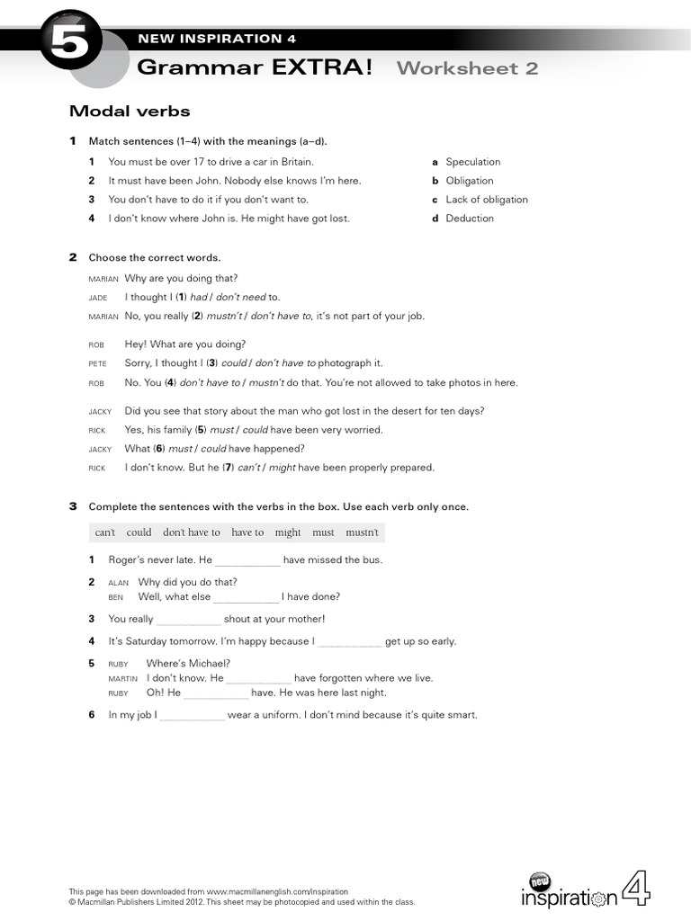 Grammar-EXTRA NI 4 Unit 5 Modal Verbs | PDF