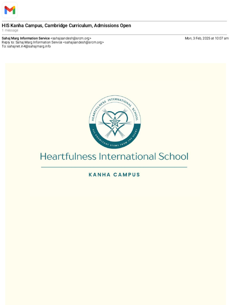 Admissions Open at Heartfulness School | PDF