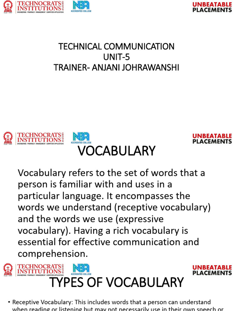 Technical Communication Unit 5 | PDF | Vocabulary | Vowel