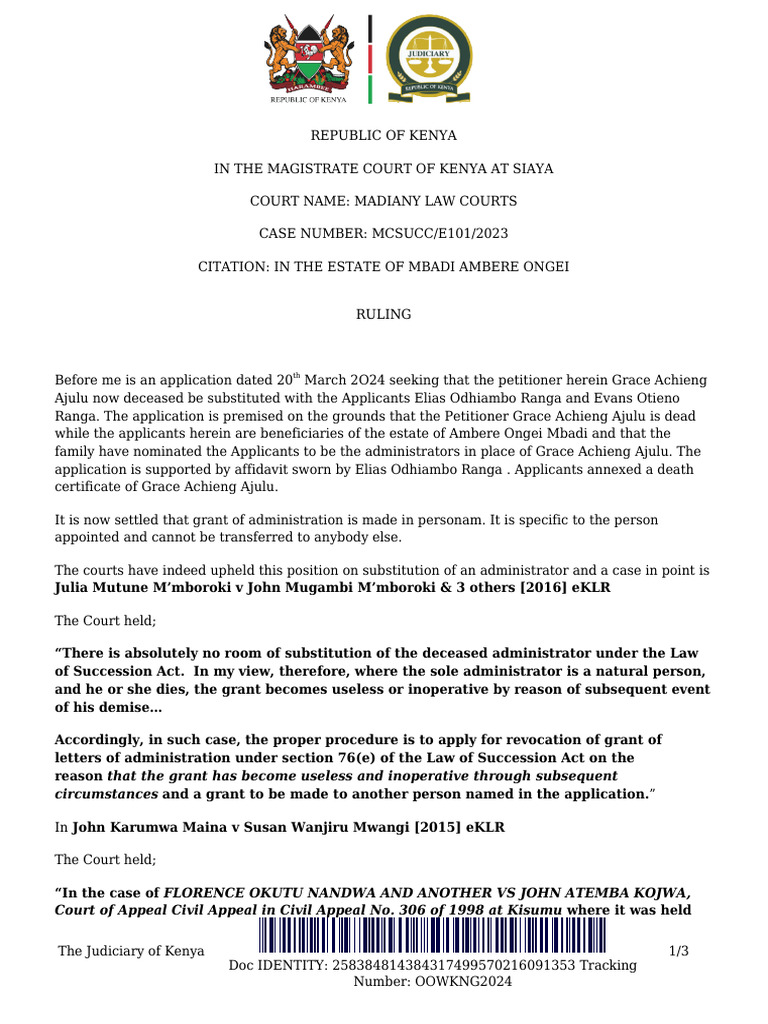 Madiany Ruling Succ.e050 of 2023 | PDF | Probate | Judiciaries