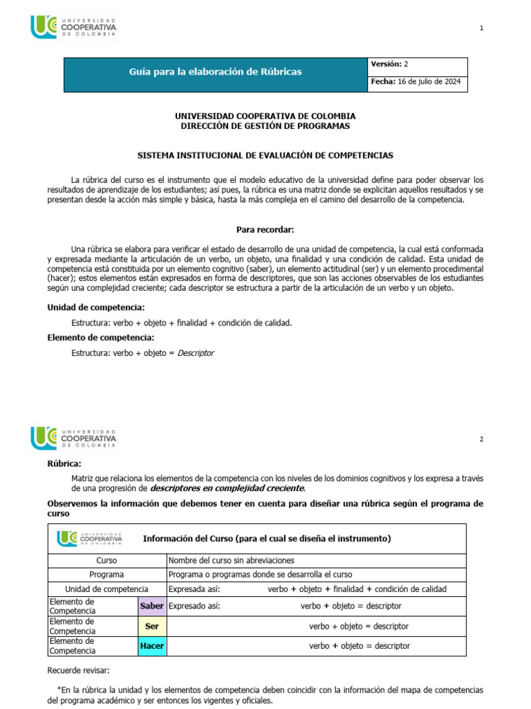 Guia para Elaboracion Rúbrica | PDF | Teoría | Datos