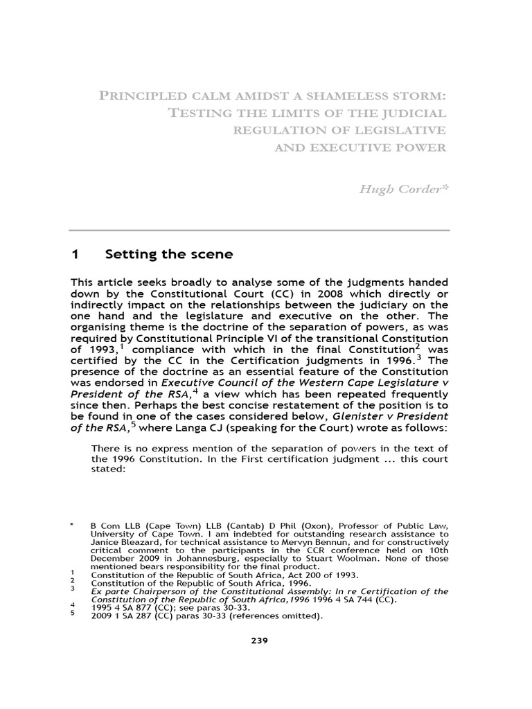 Judicial Oversight of Powers in SA | PDF | Separation Of Powers ...