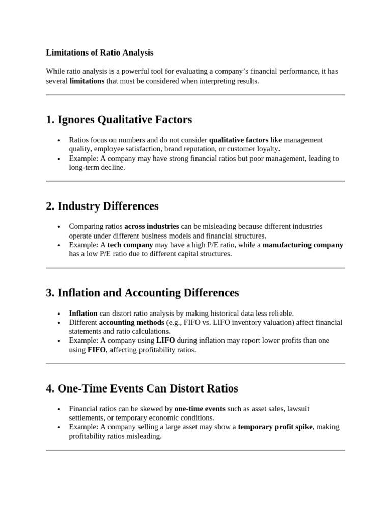 Limitation | PDF | Financial Ratio | Inventory