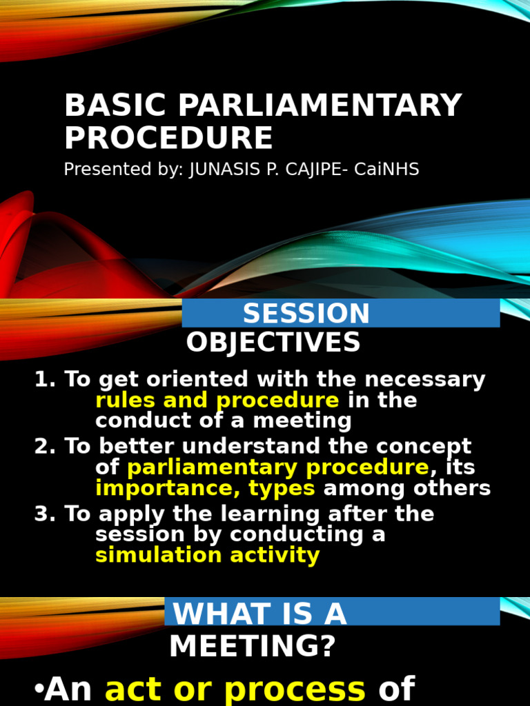 Basic Parliamentary Procedure (1) | PDF | Government | Rules