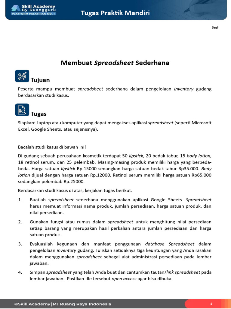 TPM 3 Spreadsheet Sederhana - (M. FAJAR) | PDF
