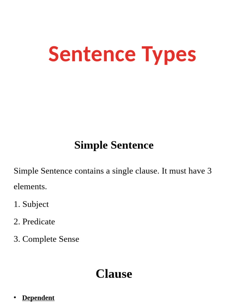 Sentence Types - Structure | PDF