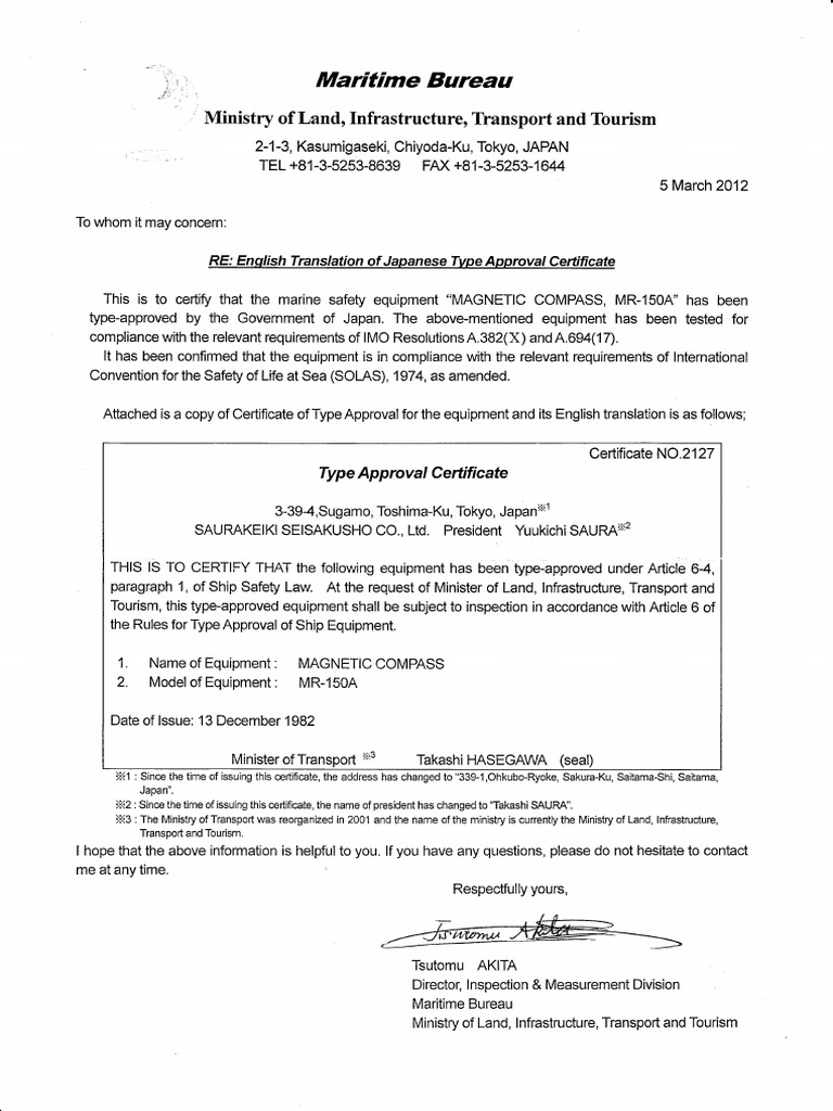 mr-150 type approval | PDF