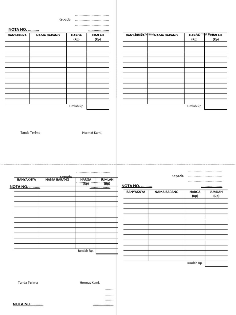 Nota Pembelian Barang dan Harga | PDF