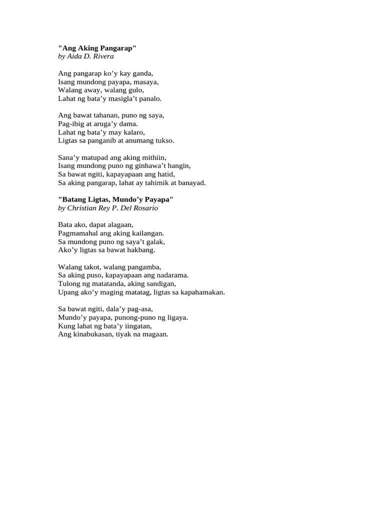 Ang Aking Pangarap | PDF