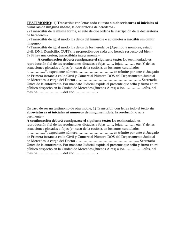 Modelo de Testimonio Divorcio | PDF