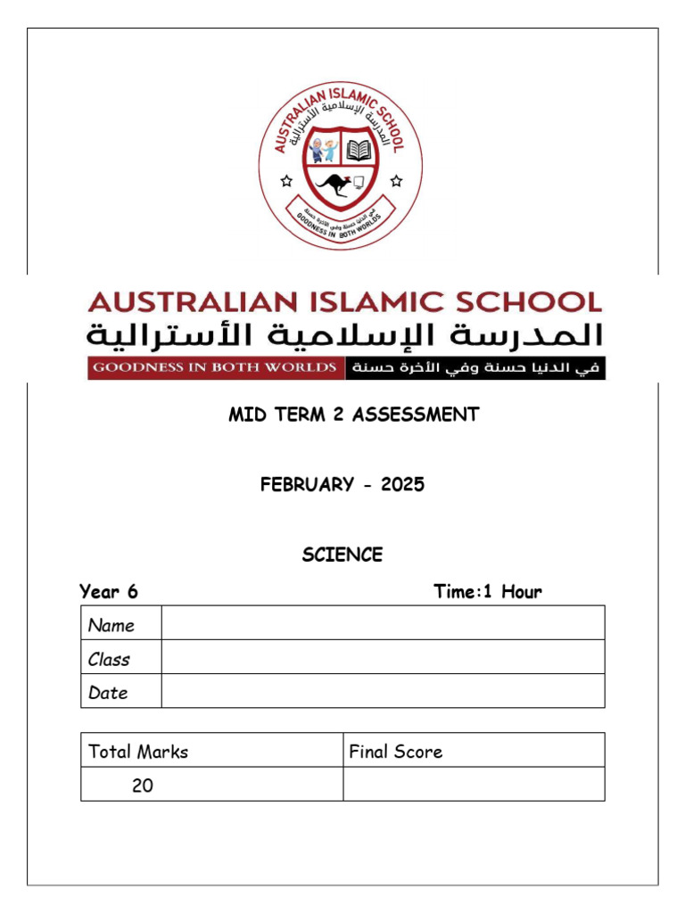 Year 6 Science Mid Term Assessment | PDF | Blood | Circulatory System