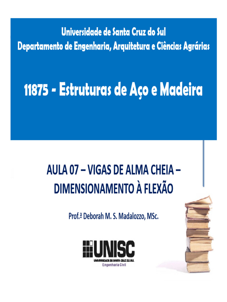 Aula7 - 1 - Vigas de Alma Cheia - Dimensionamento A Flexao | PDF | Flexão (Física) | Resistência ...