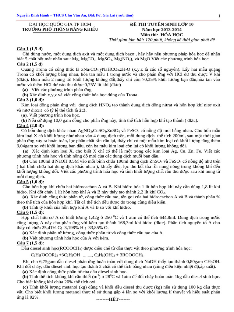 Chuyên PTNK TPHCM 2013 | PDF